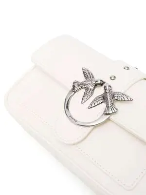Pinko Small Love One Pocket Crossbody Bag In Bovine Leather With Silver-tone Hardware - White
