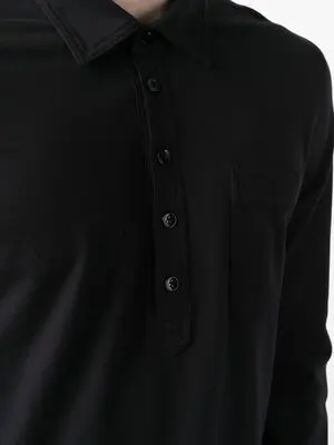 TOM FORD Button-front Long-sleeved Polo Shirt - Black