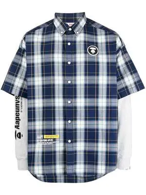 AAPE BY *A BATHING APE Layered Plaid-check Print Shirt