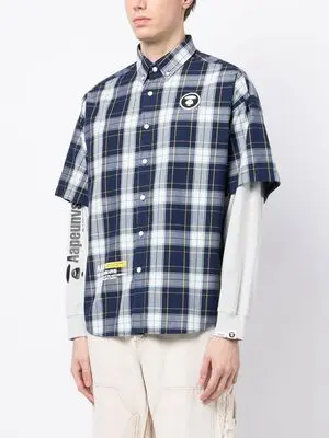 AAPE BY *A BATHING APE Layered Plaid-check Print Shirt