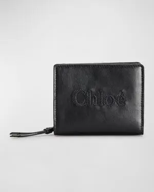 Chloé Sense Logo Calfskin Wallet - 001 Black