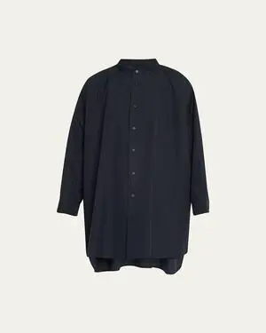 Eskandar Cotton Poplin A-line Shirt - Black