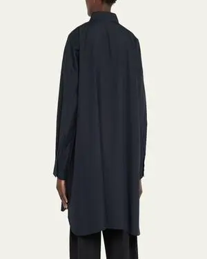 Eskandar Cotton Poplin A-line Shirt - Black
