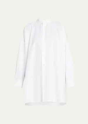 Eskandar Cotton Poplin A-line Shirt - Black