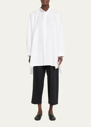 Eskandar Cotton Poplin A-line Shirt - Black