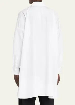 Eskandar Cotton Poplin A-line Shirt - Black