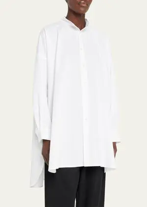 Eskandar Cotton Poplin A-line Shirt - Black
