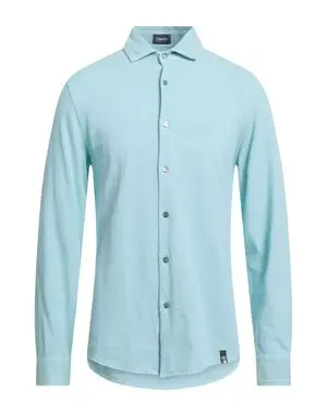 DRUMOHR Man Shirt Light Grey Size M Cotton Sky Blue