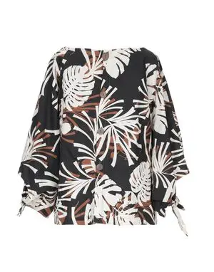 Alpha Studio Floral-print Top - Black