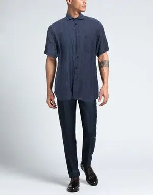 TRUSSARDI Shirt Size Linen - Navy