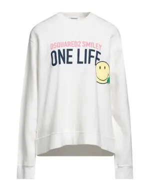 Dsquared2 Cotton Elastane Crewneck Sweatshirt With Print - White