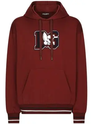 Dolce & Gabbana Logo-patch Cotton Hoodie - Red