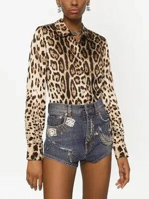 Dolce & Gabbana Leopard-print Silk Shirt - Brown