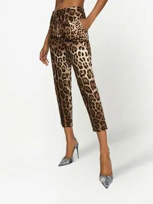 Dolce & Gabbana Leopard-print Tailored Trousers - Brown