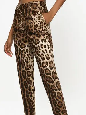 Dolce & Gabbana Leopard-print Tailored Trousers - Brown
