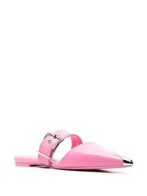 Alexander McQueen Buckled Leather Mules - Pink