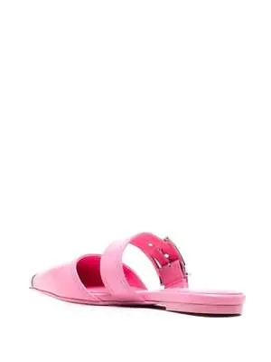 Alexander McQueen Buckled Leather Mules - Pink
