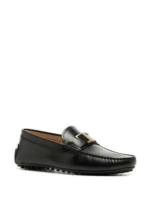 TOD'S Logo-plaque Leather Loafers - Black