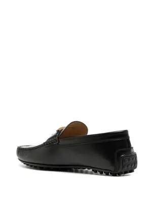TOD'S Logo-plaque Leather Loafers - Black