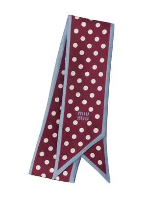Miu Miu Polka Dot-print Twill Scarf - Red