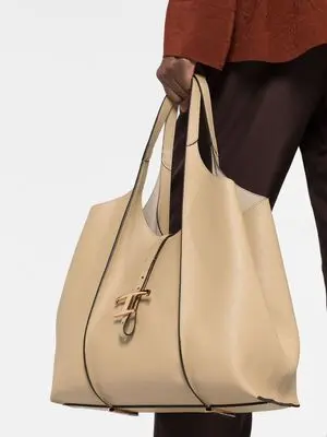 TOD'S Medium Leather Tote - Neutrals