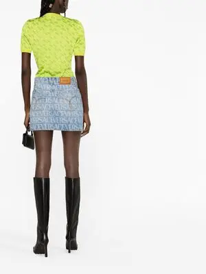 Versace Allover Denim Miniskirt