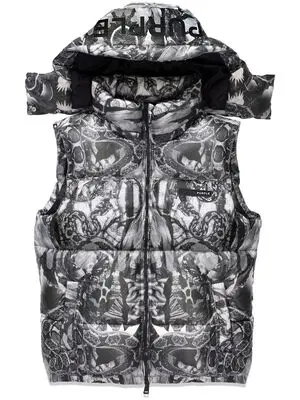 PURPLE BRAND Graphic-print Puffer Vest - Grey
