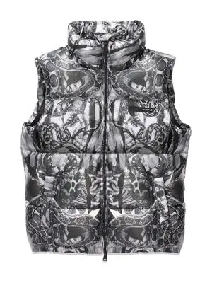 PURPLE BRAND Graphic-print Puffer Vest - Grey