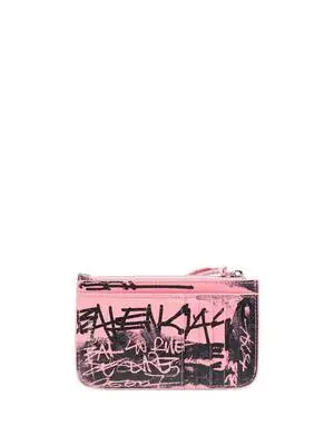 Balenciaga Le Cagole Graffiti-Print Wallet In Pink - 30% Off
