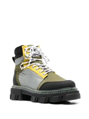 GANNI Cleated Lace-up Hiking Boots - Green