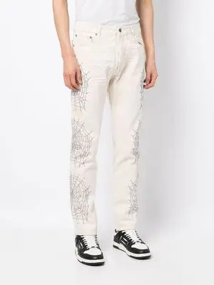 Palm Angels Gem Embellished Slim-cut Jeans