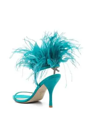 STUART WEITZMAN Feather-detail 115mm Sandals - Blue