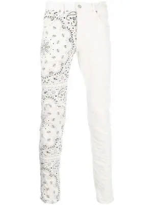 PURPLE BRAND Bandana-print Corduroy Trousers - White