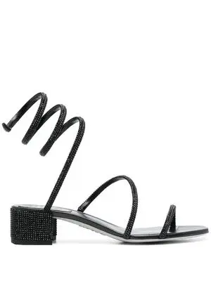 Rene Caovilla Cleo Leather Sandals - Black