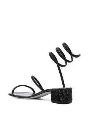 Rene Caovilla Cleo Leather Sandals - Black