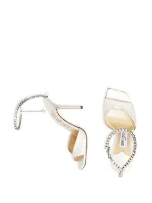 JIMMY CHOO Saeda 100 Satin Sandals With Crystal Embellishments - White