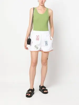 Moschino Embroidered Lace-trim Shorts