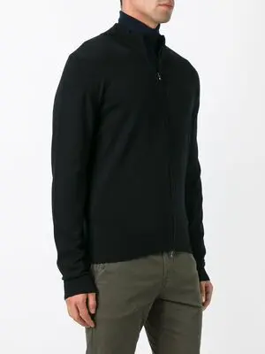 John Smedley High Neck Zipped Cardigan - Black