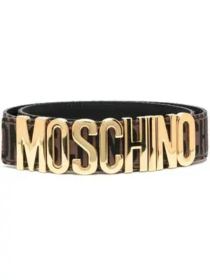 Moschino Logo Leather Belt - Brown