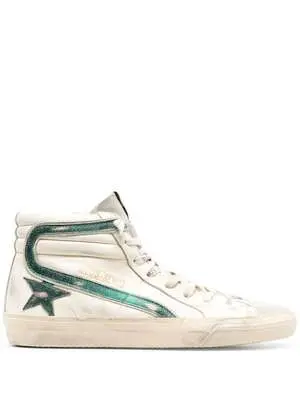 GOLDEN GOOSE Slide Distressed High-top Sneakers - Neutrals