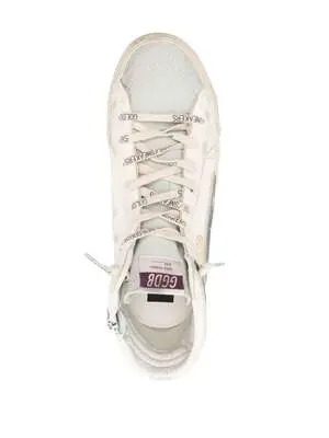 GOLDEN GOOSE Slide Distressed High-top Sneakers - Neutrals
