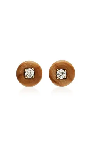 Fernando Jorge Petrified Wood Orbit Diamond Medium Studs
