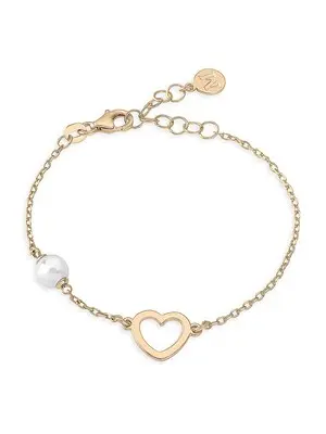 Majorica Women's Mónica Cruz Gold-Plated & Faux Pearl Small Heart Bracelet - Pearl  - Pearl