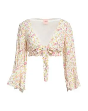 LA SEMAINE PARIS Floral-print Crepe Crop Top - White