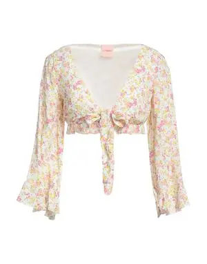 LA SEMAINE PARIS Floral-print Crepe Crop Top - White