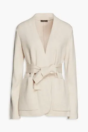 N.peal Belted Mélange Cashmere Cardigan - Ecru