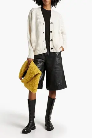 Co Ribbed Wool And Cashmereblend Cardigan