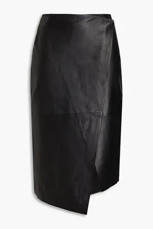 MUUBAA Thyra Asymmetric Leather Wrap Skirt
