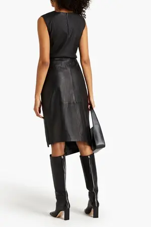 MUUBAA Thyra Asymmetric Leather Wrap Skirt