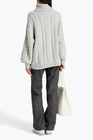 N.peal Oversized Cableknit Cashmere Turtleneck Sweater